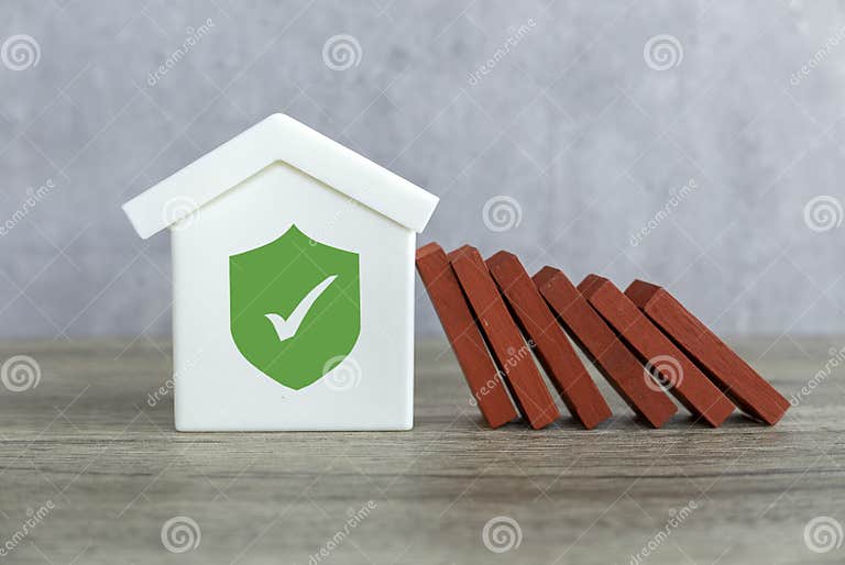 House with Green Shield and Check Mark Symbolizing Protection Against ... House with Green Shield and Check Mark Symbolizing Protection Against ...