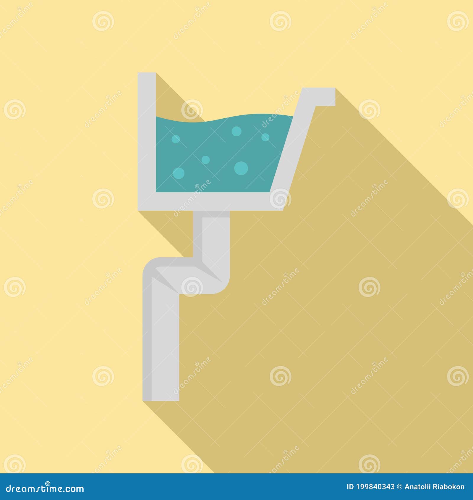 House With Gutter Roof With Rain Puddle Cartoon Illustration Isolated ...