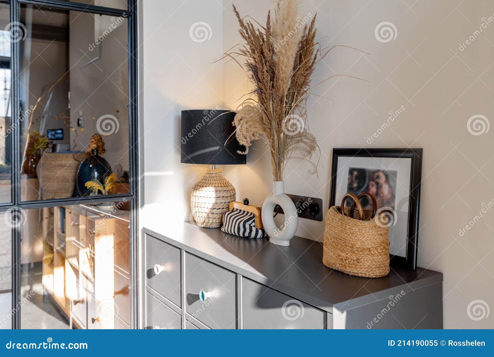 House Hallway with a Commode Stock Image - Image of sunny, style: 214190055