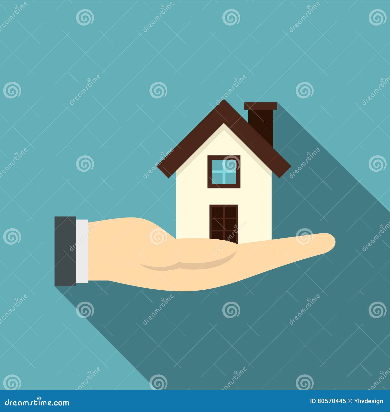 House in Hand Icon, Flat Style Stock Vector - Illustration of architect ...