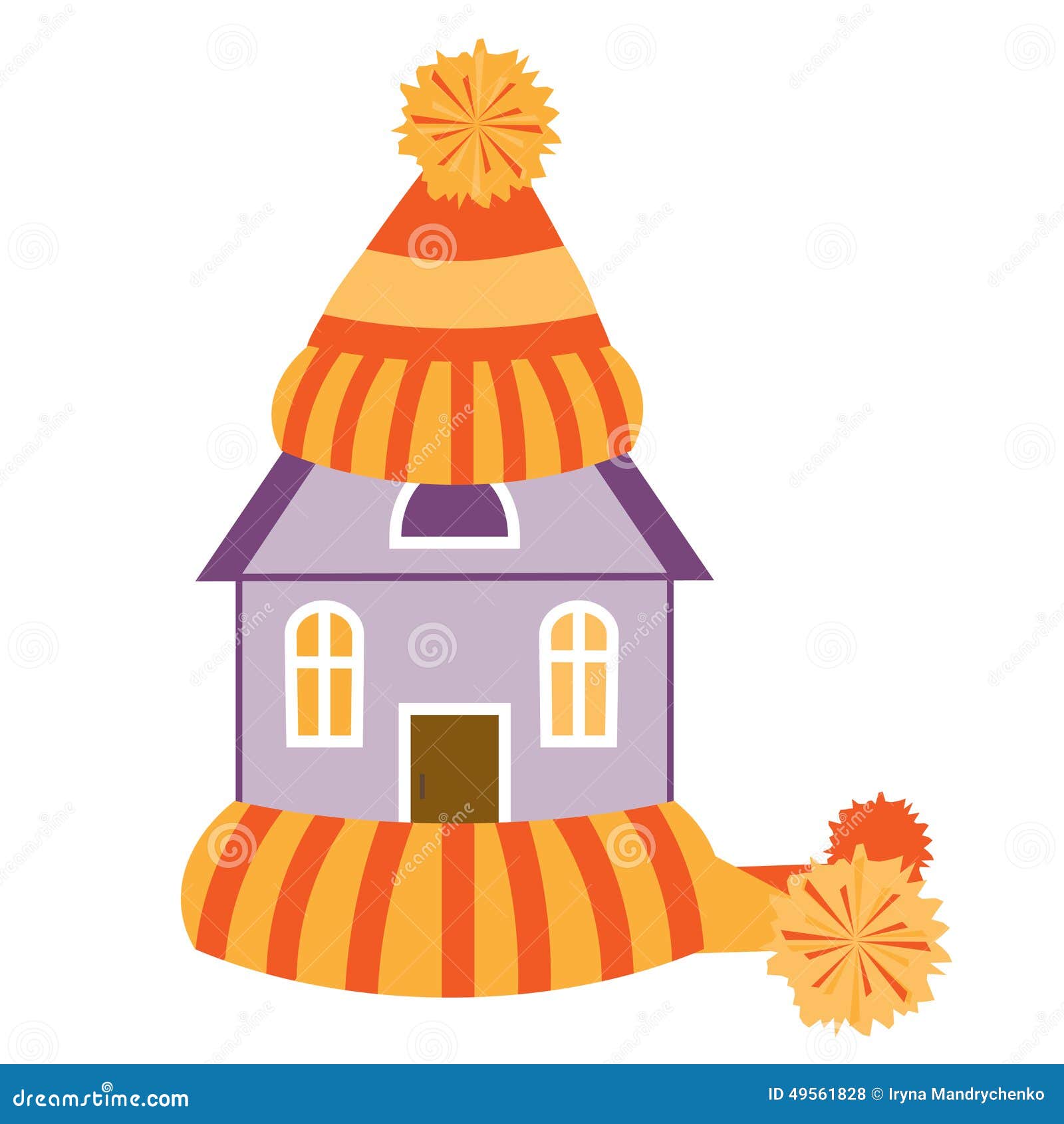 House in a hat and a scarf stock vector. Illustration of environment ...
