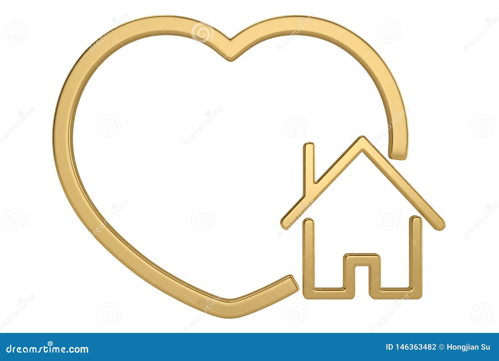 House with Heart Symbol Isolated on White Background. 3D Illustration ...
