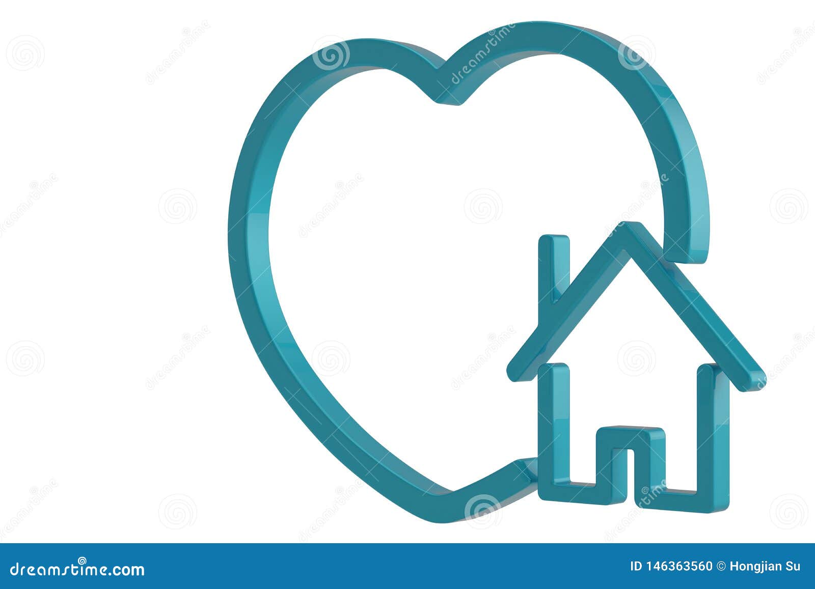 House with Heart Symbol Isolated on White Background. 3D Illustration ...