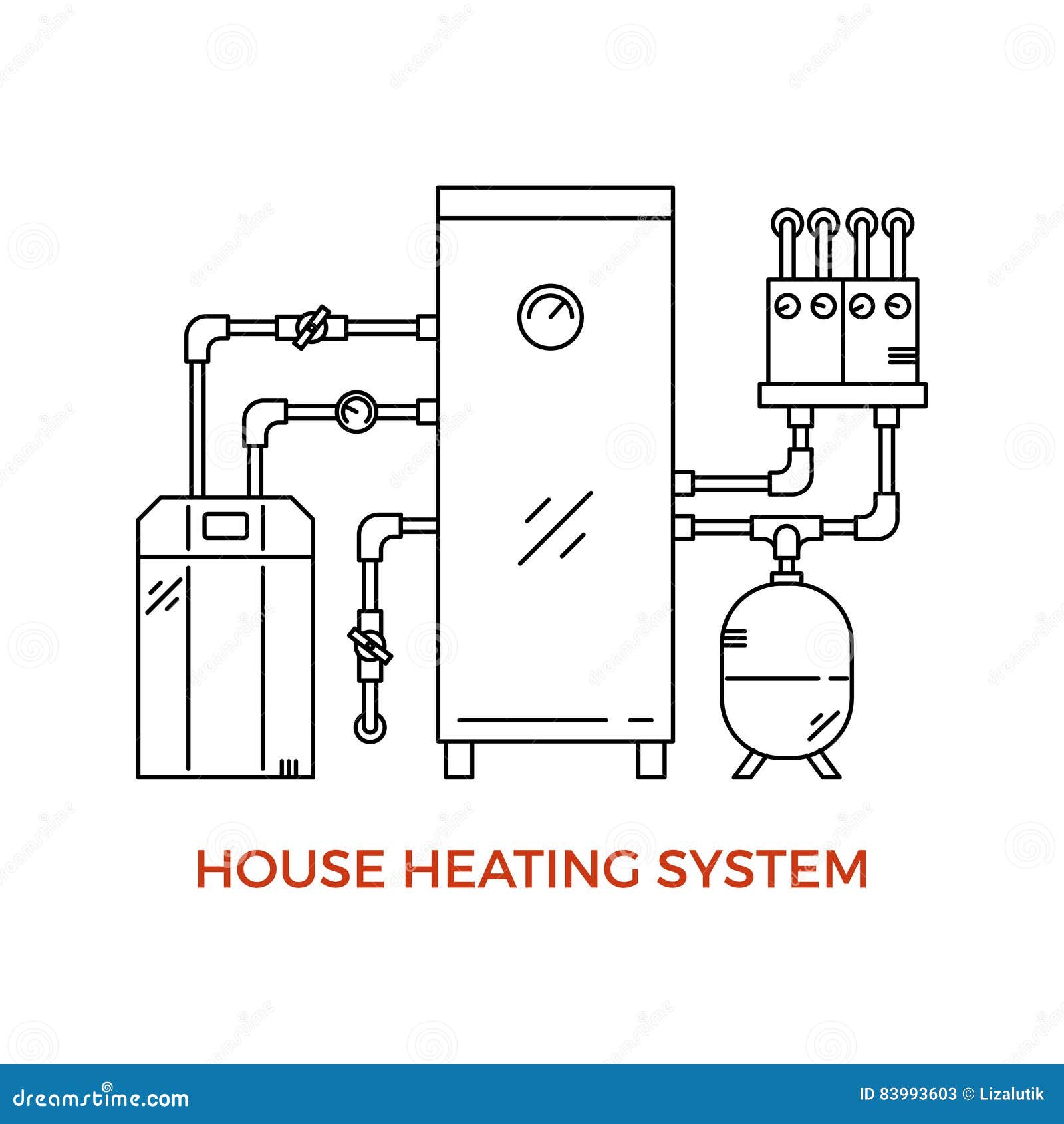 House Heating Vector Illustration Stock Vector - Illustration of mono ...