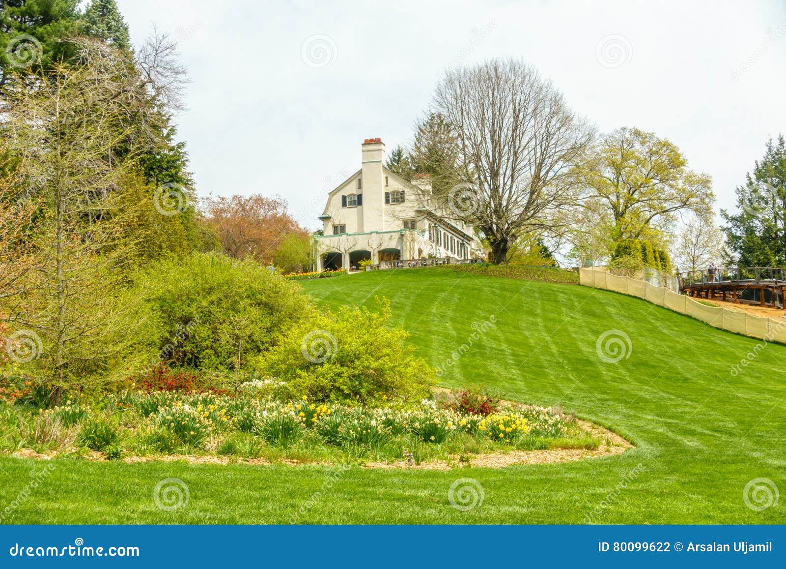 House on a Hill Overlooking a Garden Stock Photo - Image of botanical ...