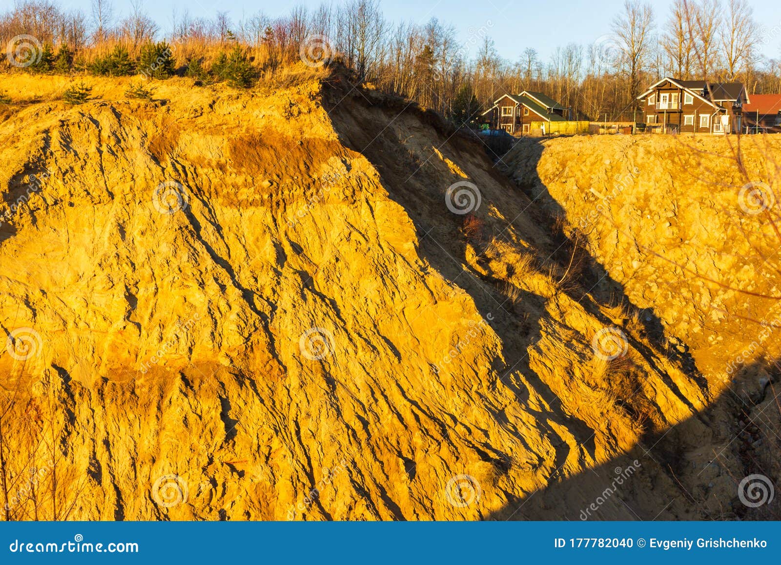 House on a Hillside Collapse Quarry Canyon Erosion Stock Photo - Image ...