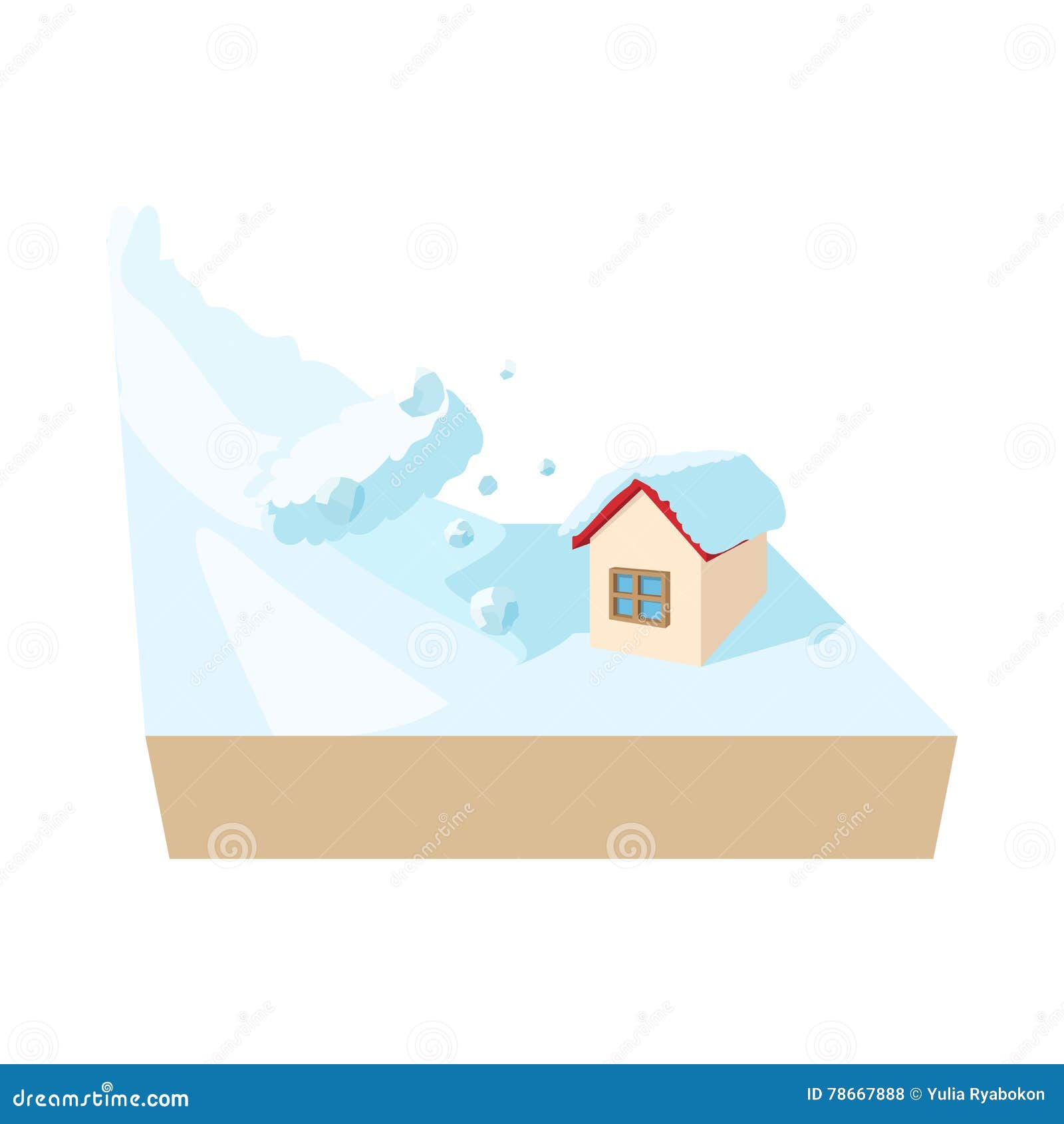 House Hit by Avalanche Icon, Cartoon Style Stock Vector - Illustration ...