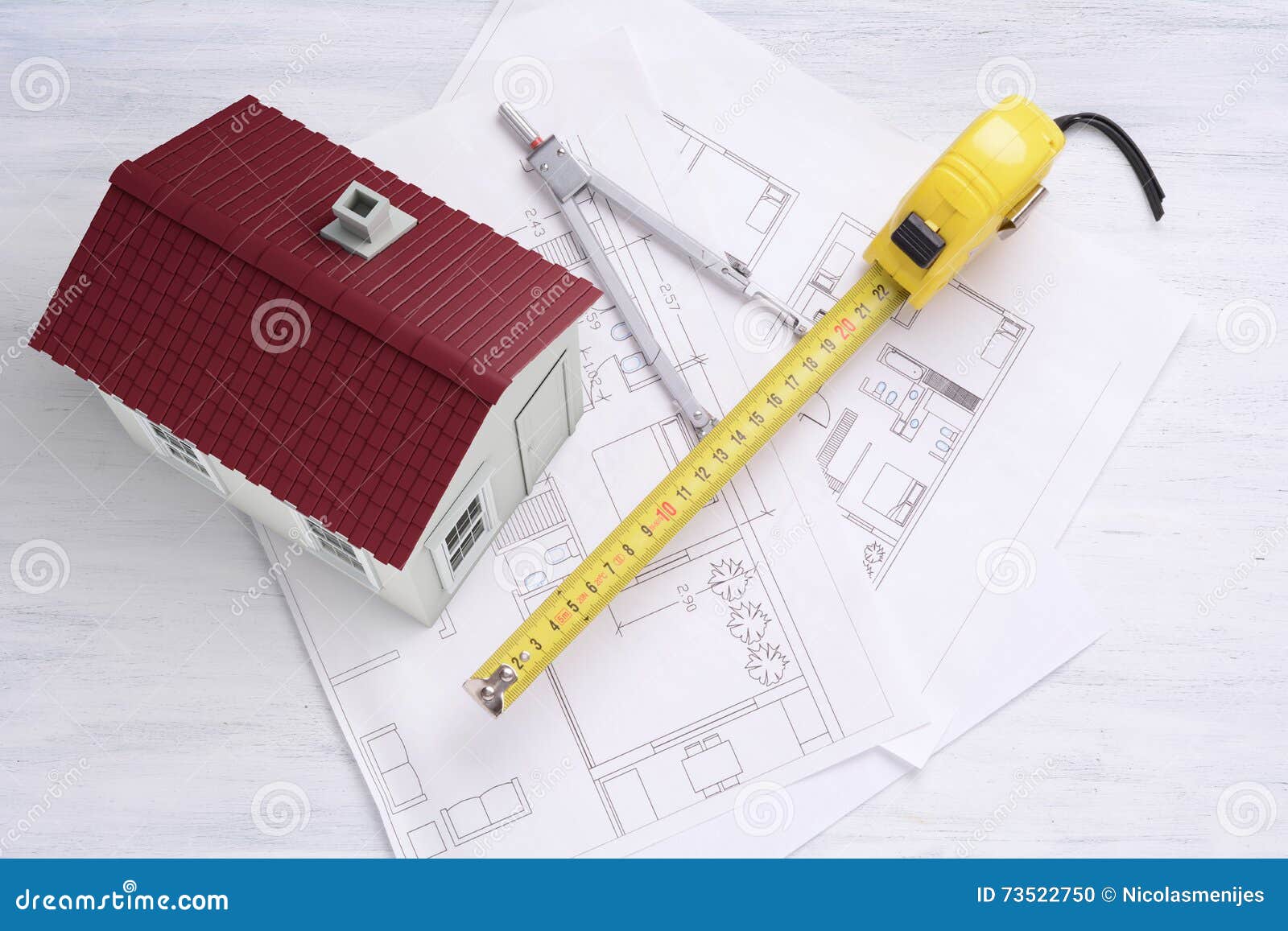 House with House Plan and Tools. Stock Photo - Image of paperwork ...