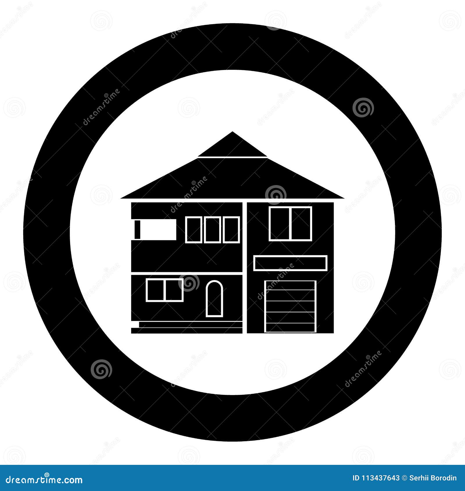 House Icon Black Color in Circle Stock Vector - Illustration of ...