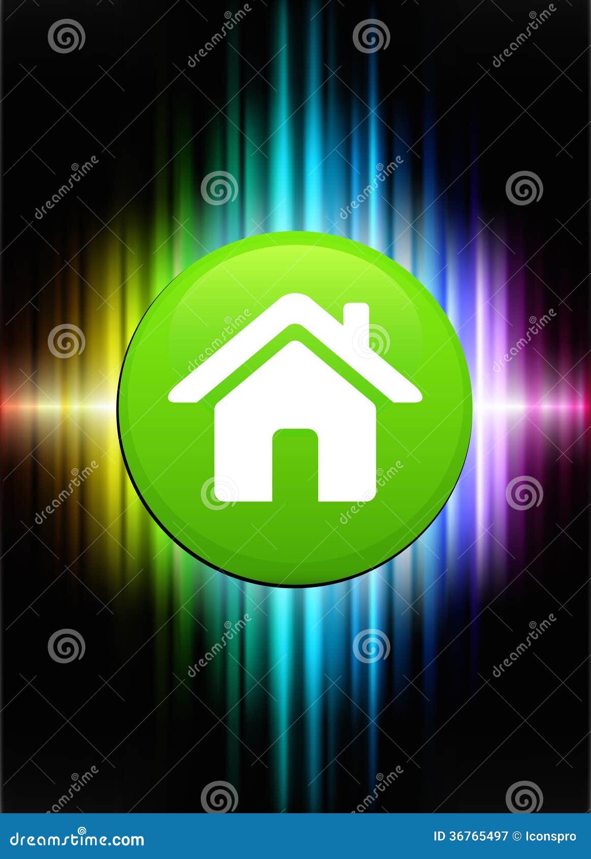 House Icon Button on Abstract Spectrum Background Stock Illustration ...