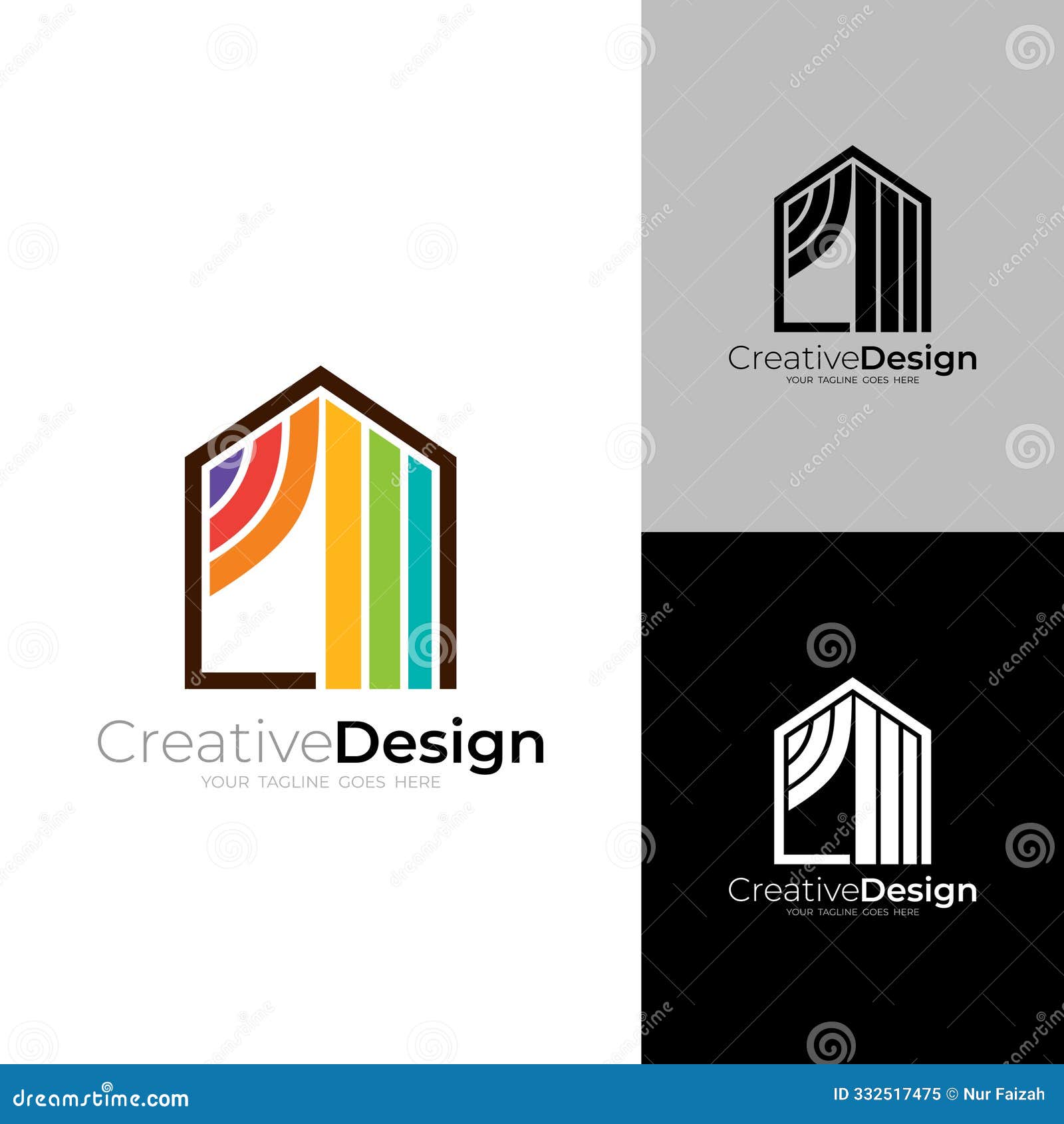 House Icon with Curtains Making, Modern Window Logo Stock Illustration ...