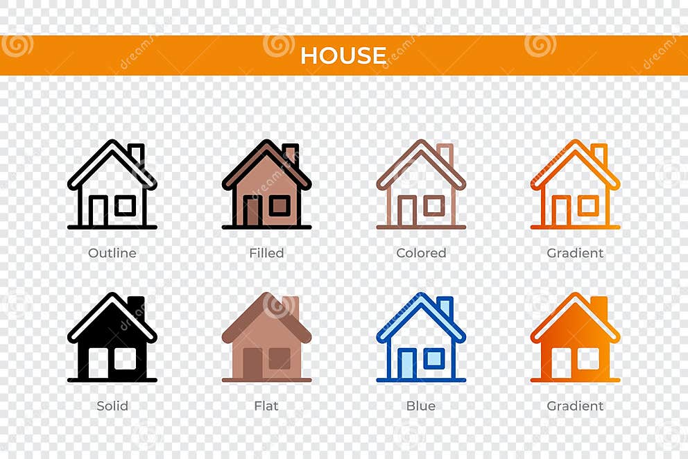 House Icon in Different Style. House Vector Icons Designed in Outline ...