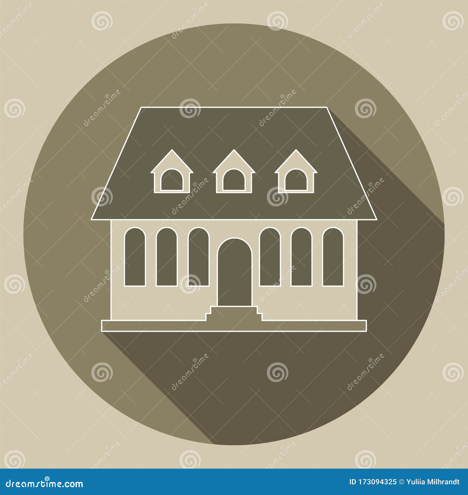 House Color Vector Isolated Flat Icon with Shadows. Stock Illustration ...