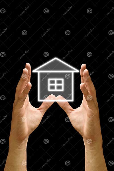 House icon in the hand stock image. Image of realty, home - 19667025