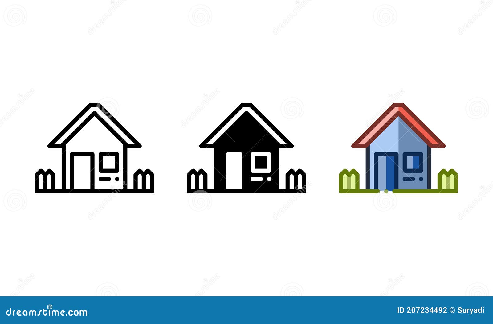 Residence Icon Represented by a House and a Fence Stock Vector ...