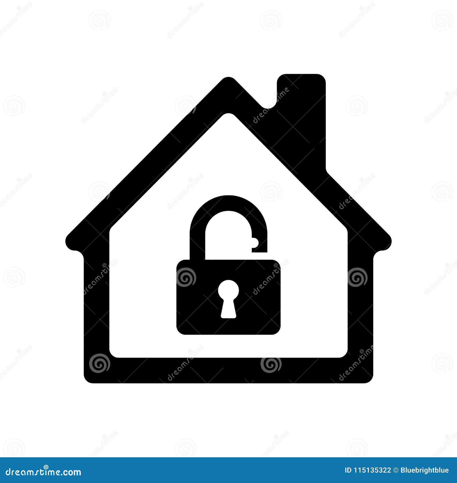 House Icon with a Padlock Unlocked Stock Vector - Illustration of ...