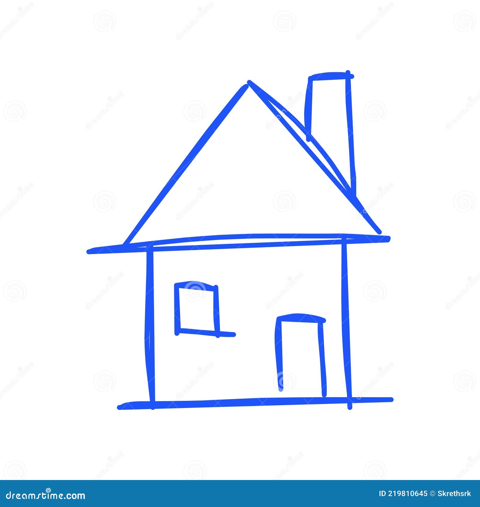 House Icon of Rough Line Art, Simple, Blue 02 Stock Vector ...