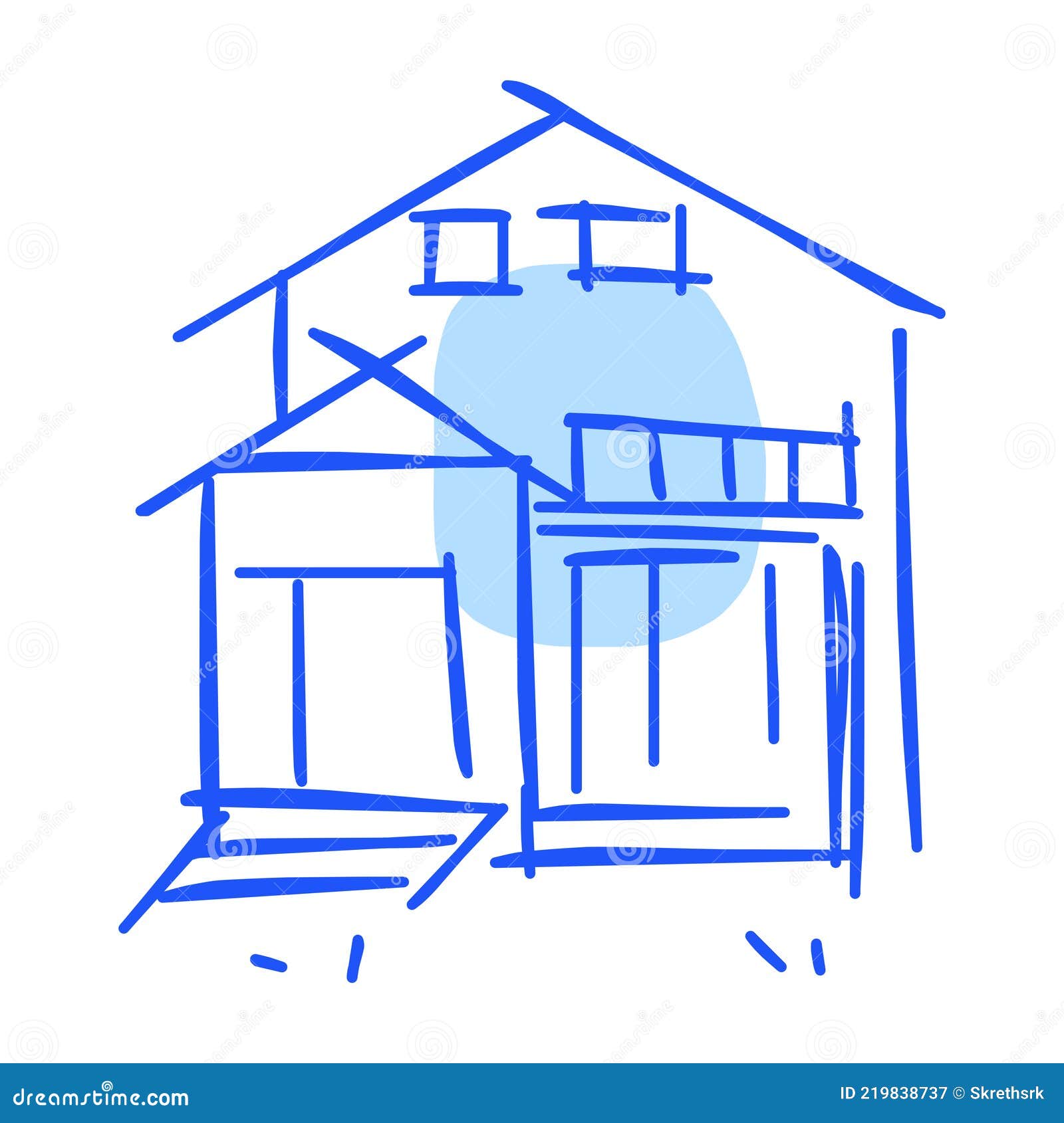 House Icon of Rough Line Art, Point, Blue 26 Stock Vector ...