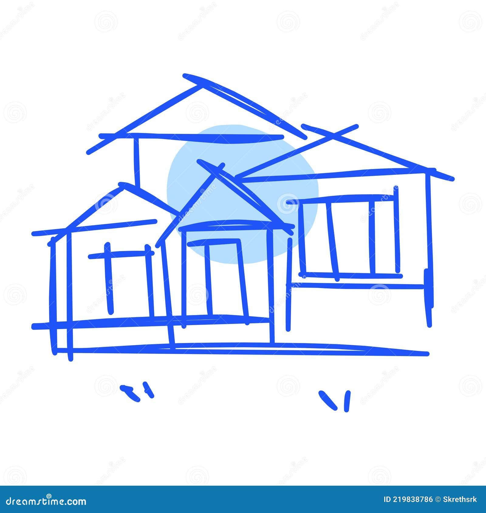 House Icon of Rough Line Art, Point, Blue 36 Stock Vector ...