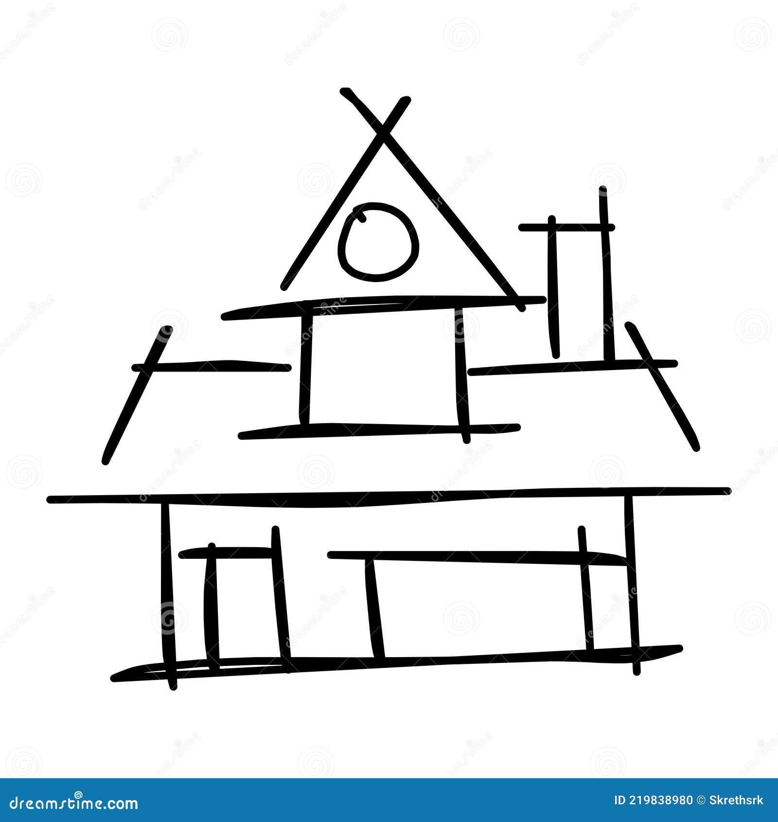 House Icon of Rough Line Art, Simple, Black 32 Stock Vector ...