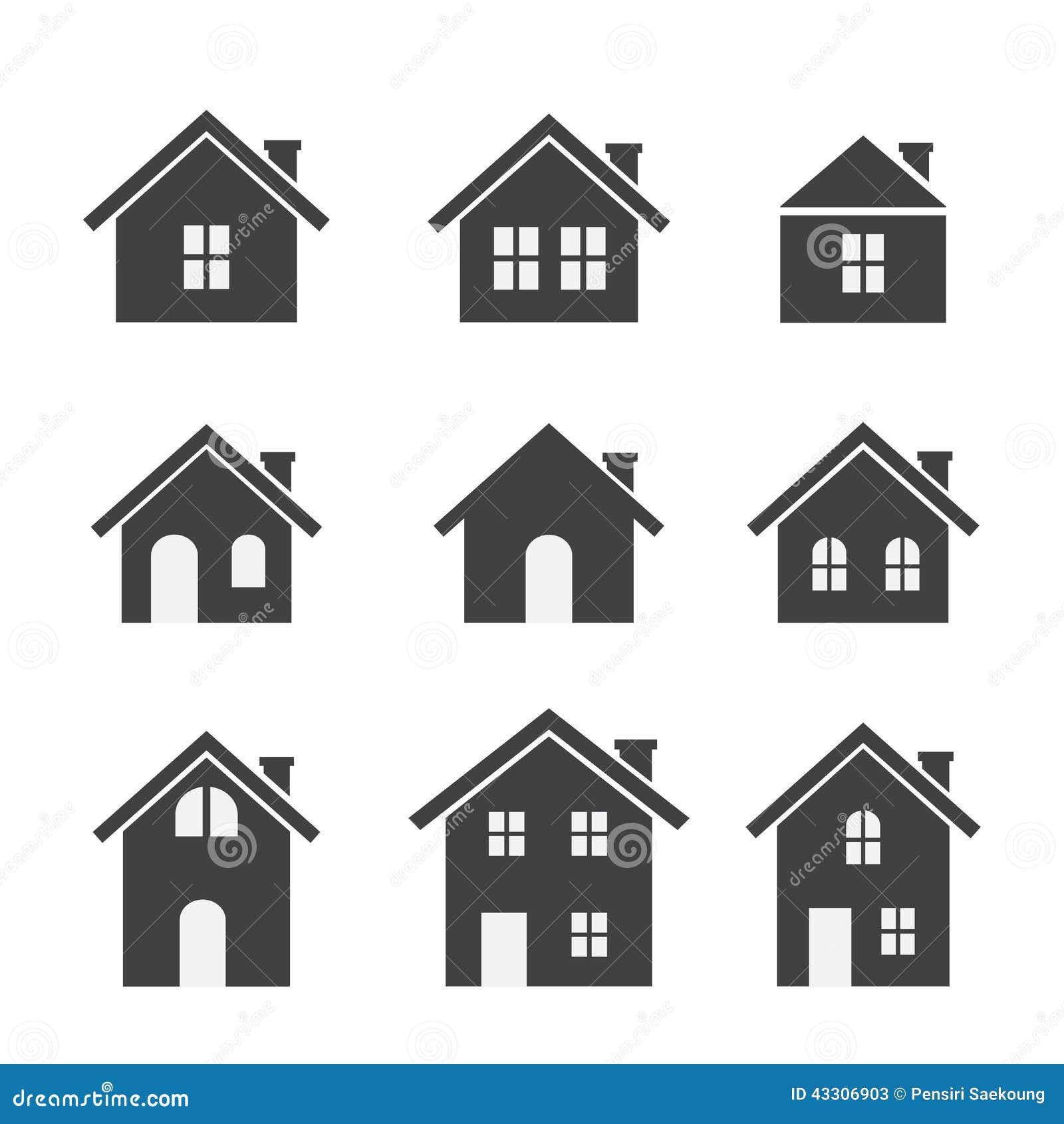 House icon set stock vector. Illustration of hotel, roof - 43306903