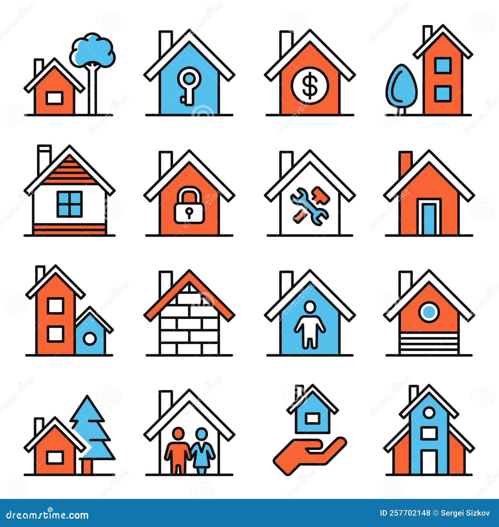 House Icon Set on White Background. Vector Stock Vector - Illustration ...