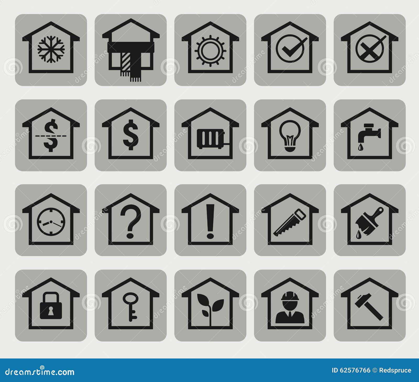 20 house icons stock vector. Illustration of crane, decoration - 62576766