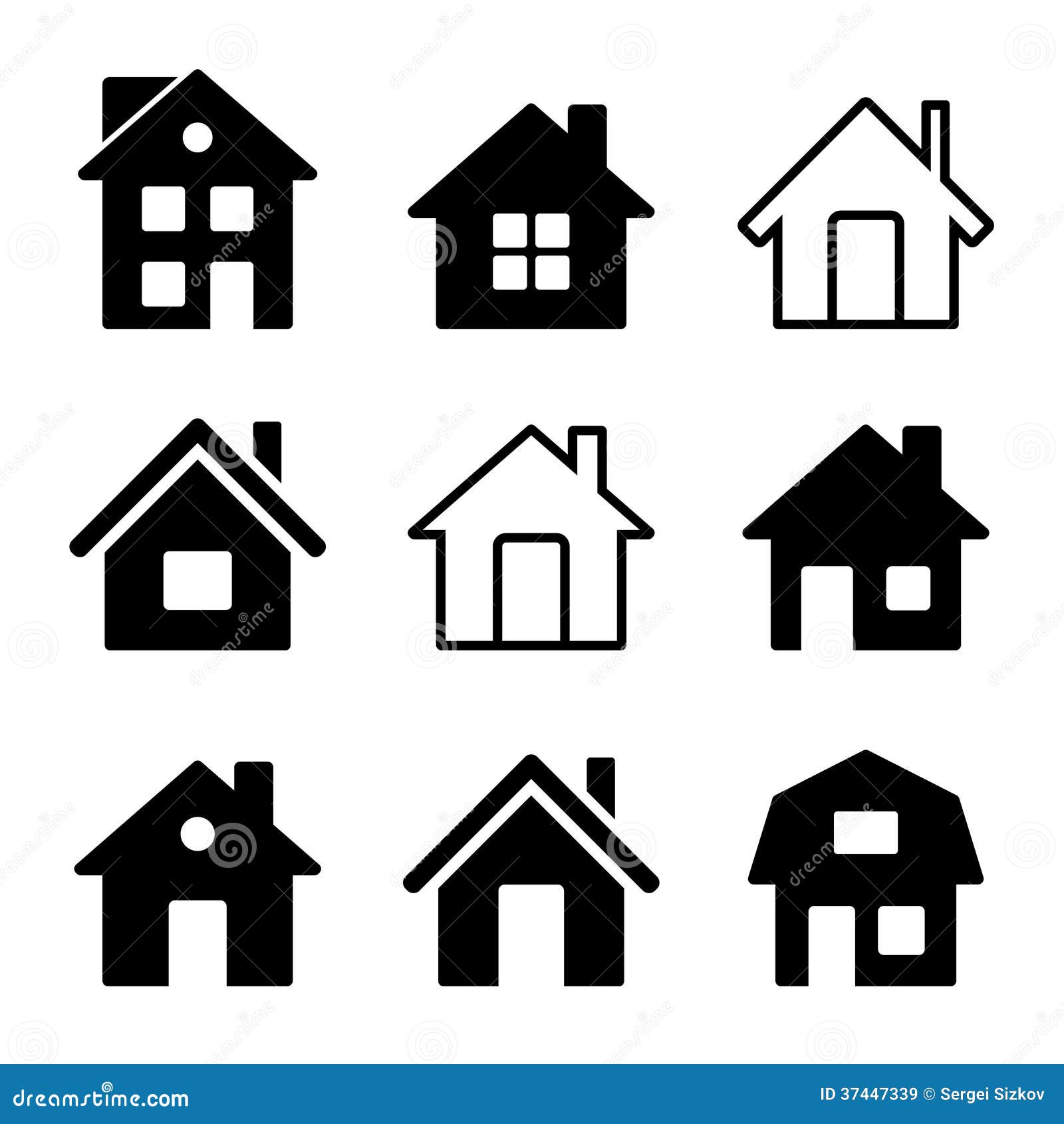 House Icons Set on White stock vector. Illustration of household - 37447339