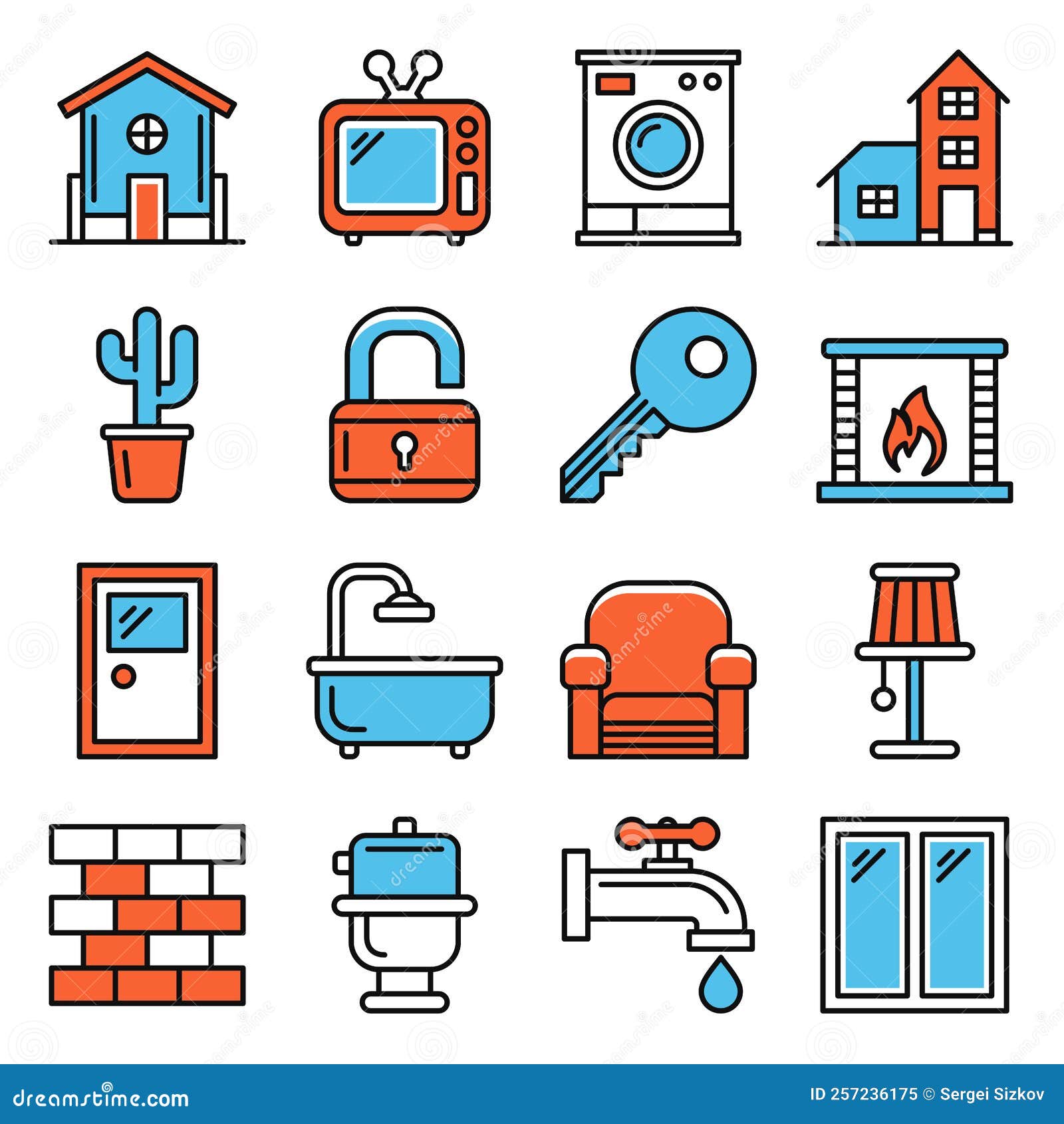 House Icons Set on White Background. Vector Stock Vector - Illustration ...