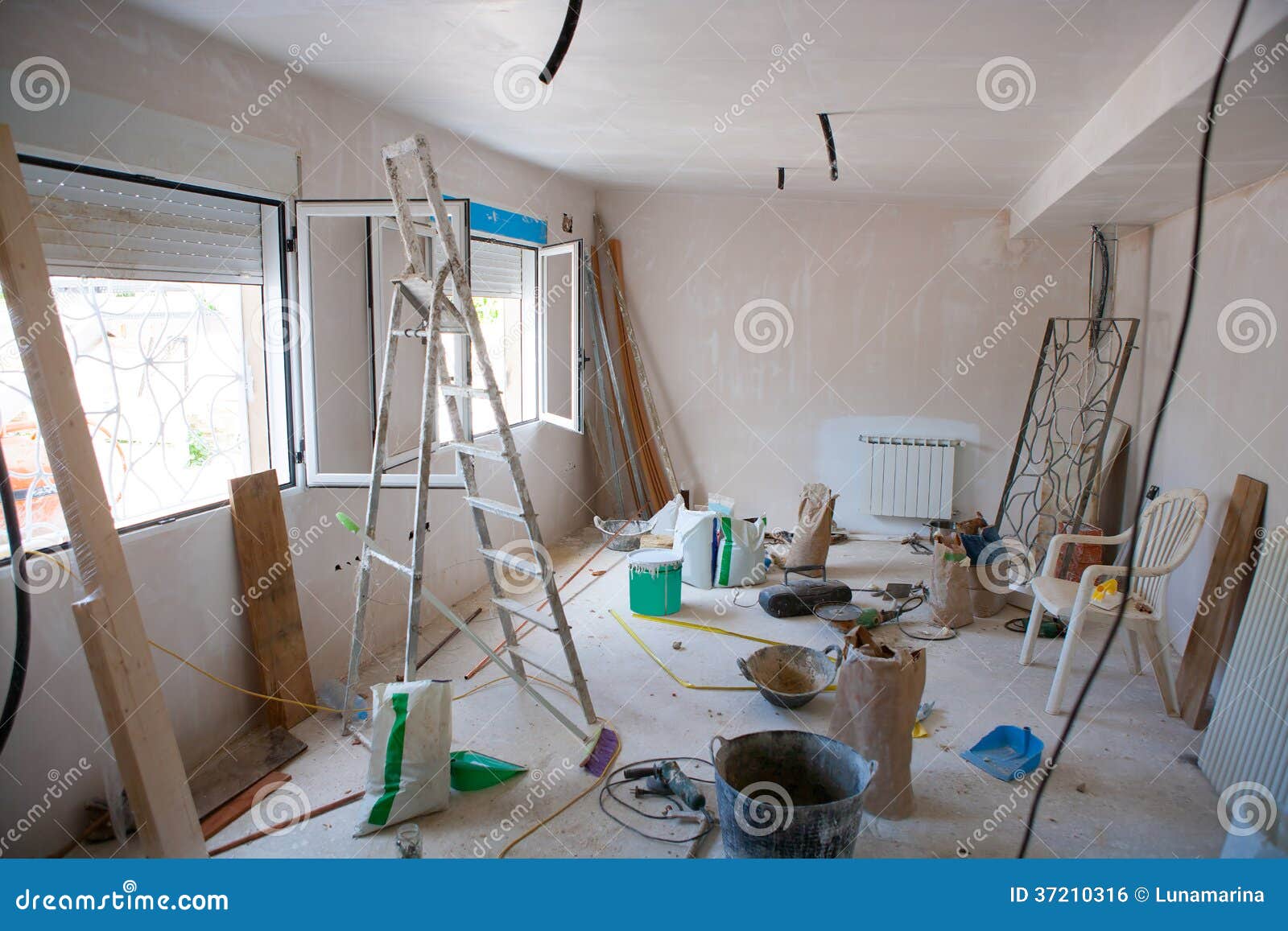 House Indoor Improvements in a Messy Room Construction Stock Photo ...
