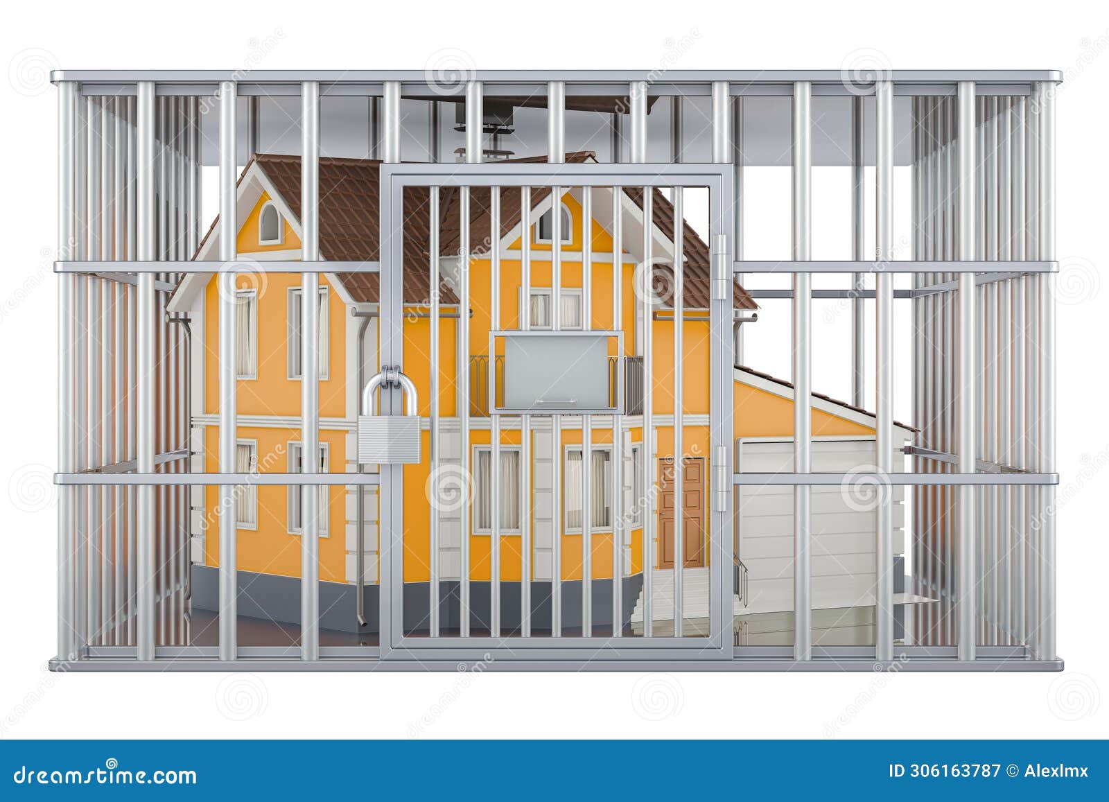 Cage, Prison Cell With A Brain Inside, 3D Rendering Royalty-Free Stock ...
