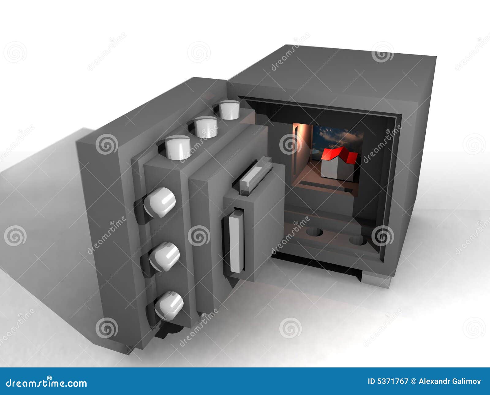 House inside open safe stock illustration. Illustration of house - 5371767