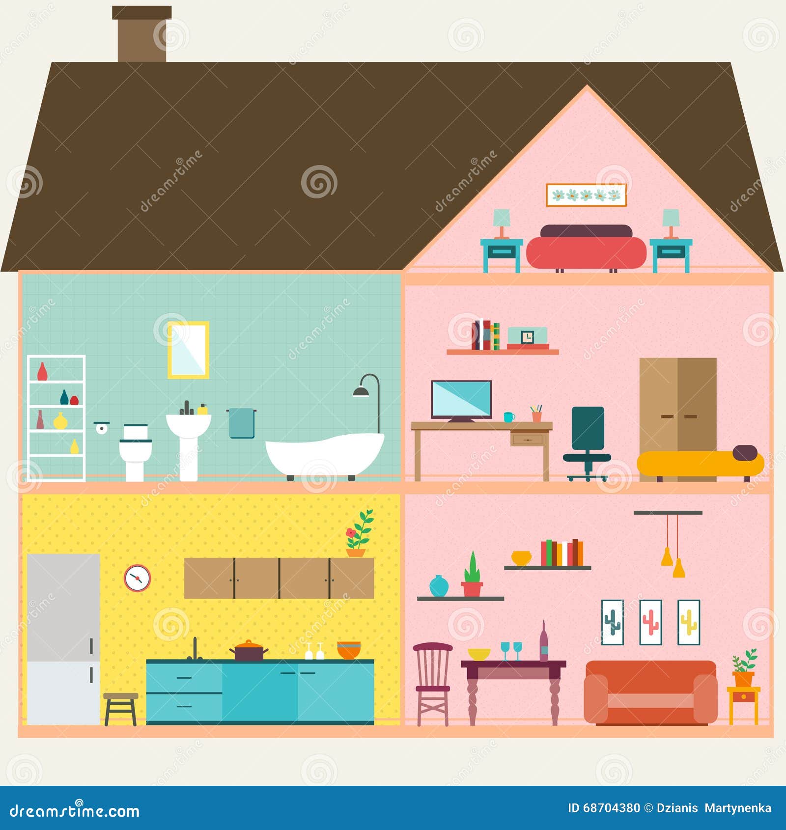 House Inside with Rooms Vector Stock Vector - Illustration of plan ...