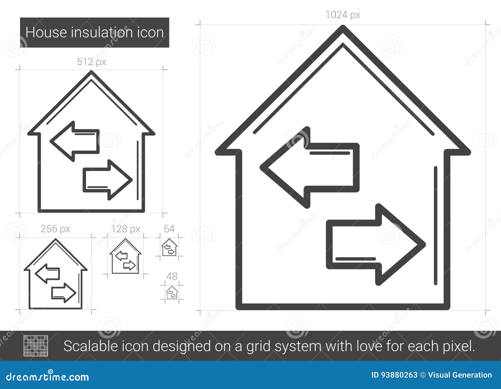 House Insulation Line Icon. Stock Vector - Illustration of minimal ...
