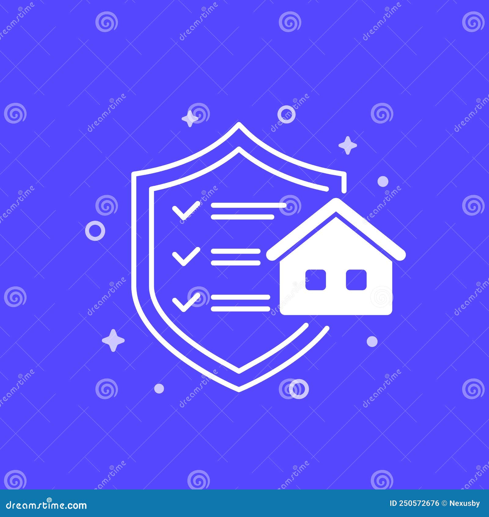 House Insurance Icon with Home and Shield Stock Vector - Illustration ...