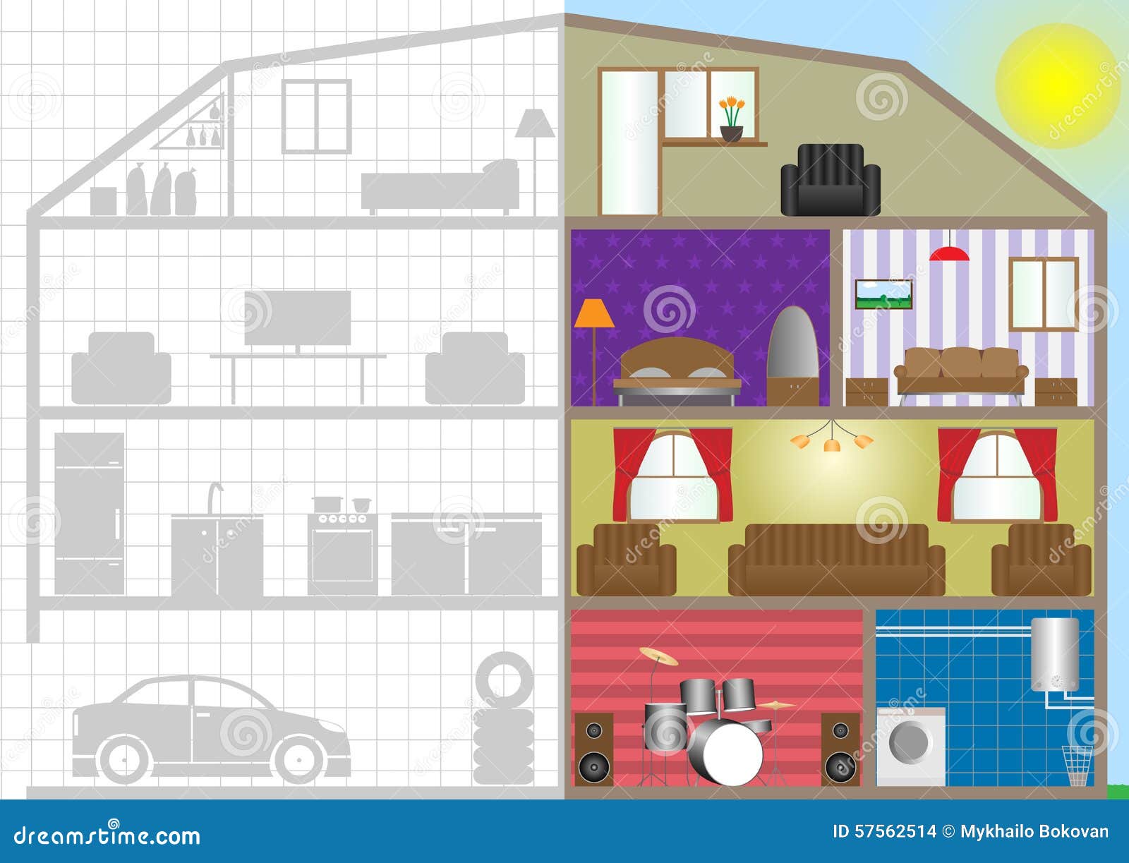 Section Building Drawing Vector Illustration | CartoonDealer.com #12416412