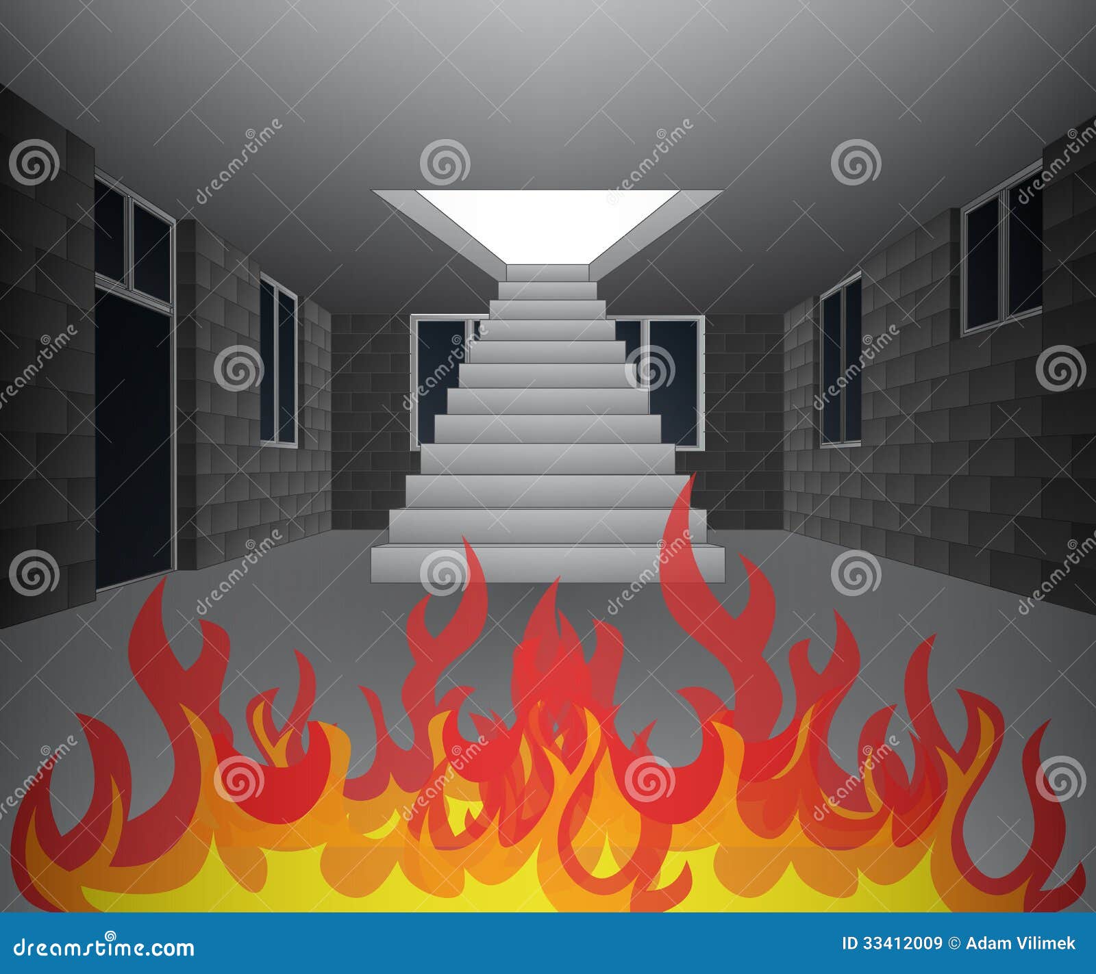 House Interior in Fire Flames Stock Illustration - Illustration of ...