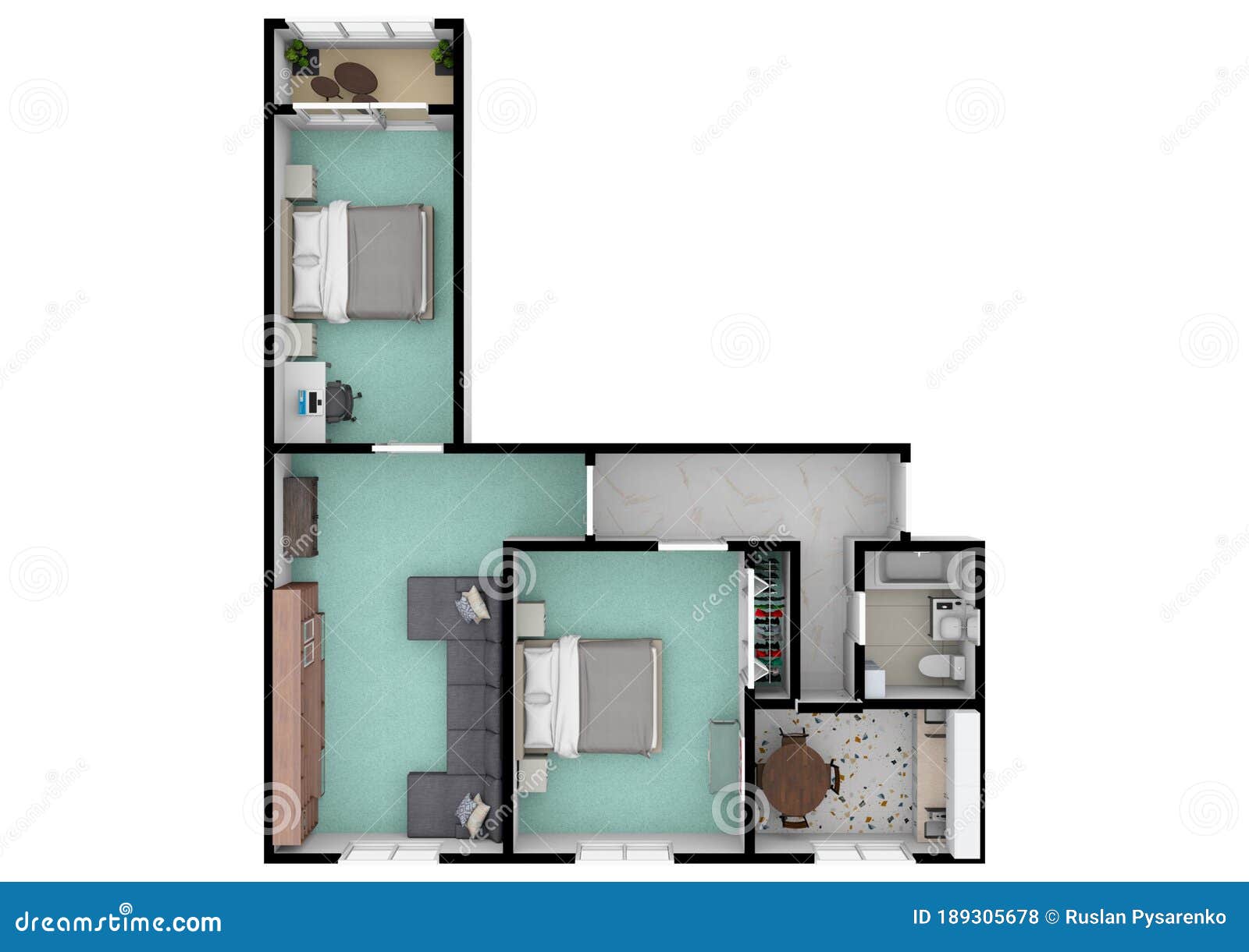 House with Interior, Floor Plan, Blueprints and Colored Walls on a ...