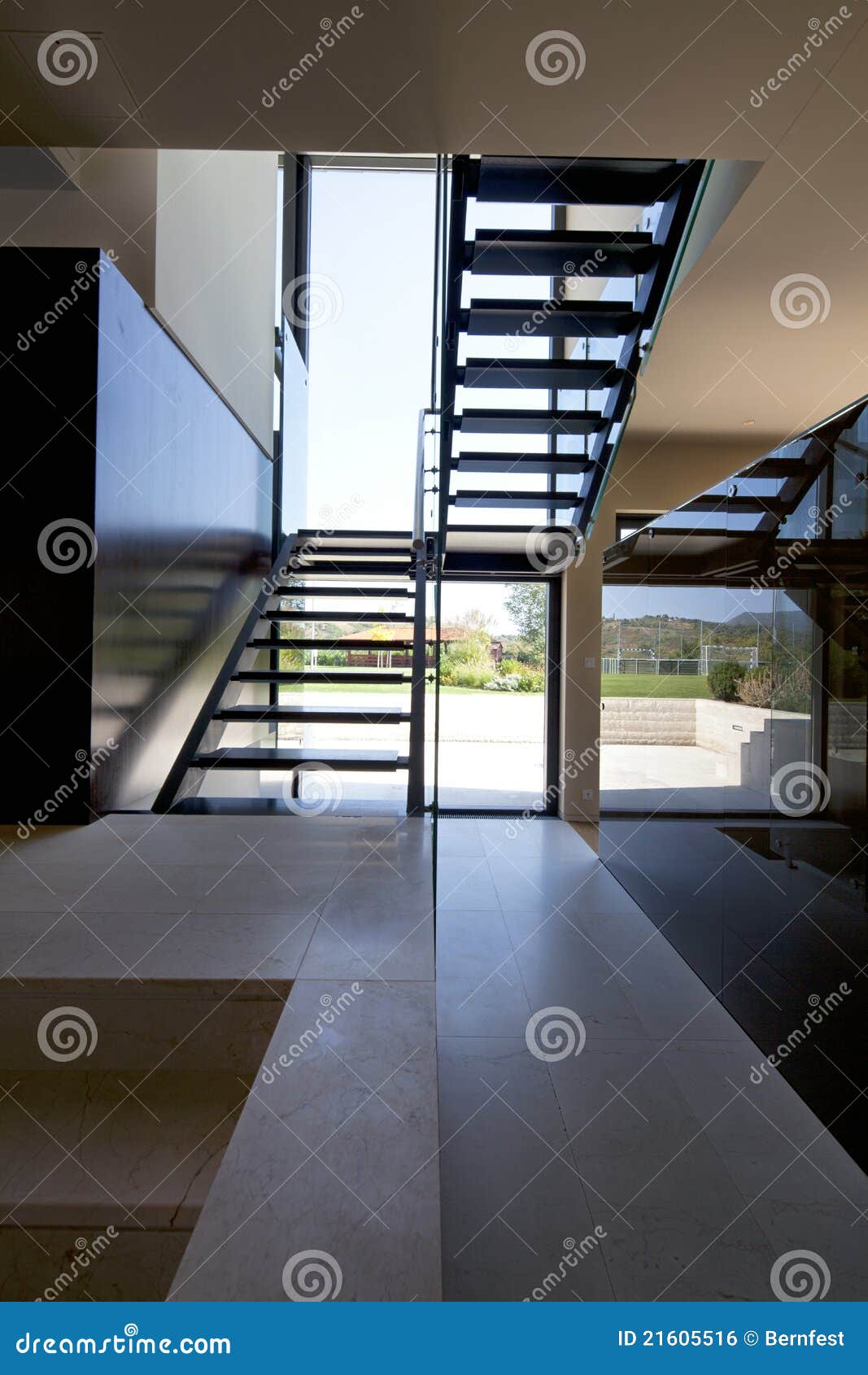 House Interior with Modern Stairs Stock Photo - Image of climb ...
