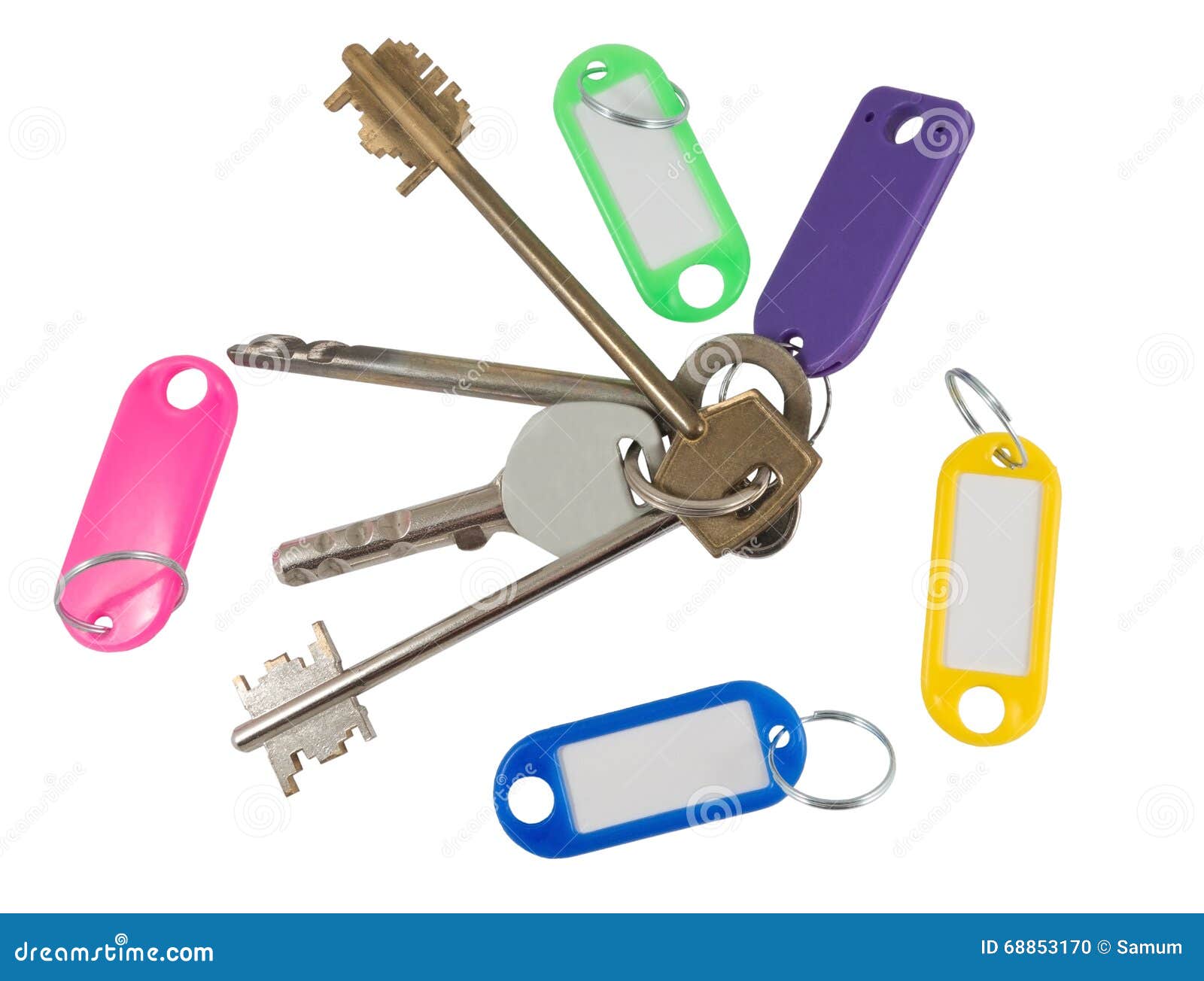 House key with blank label stock photo. Image of steel - 68853170