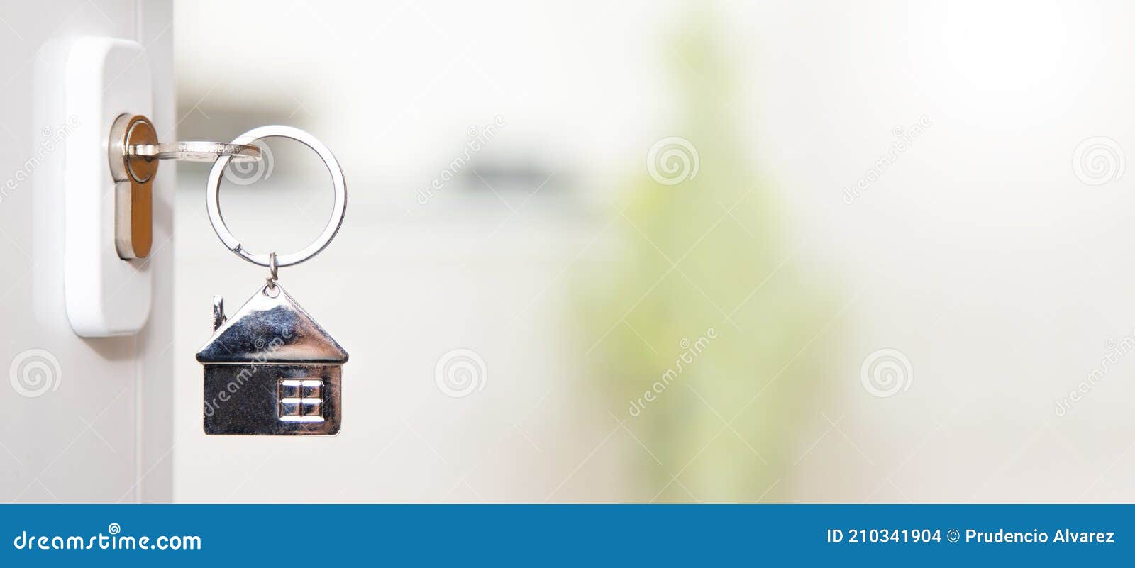 House key in the door stock photo. Image of entrance - 210341904