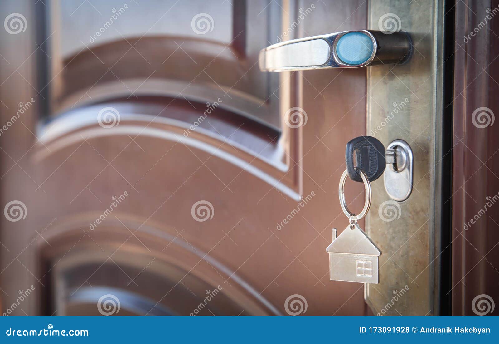 House Key in the Door. Property Concept Stock Photo - Image of price ...