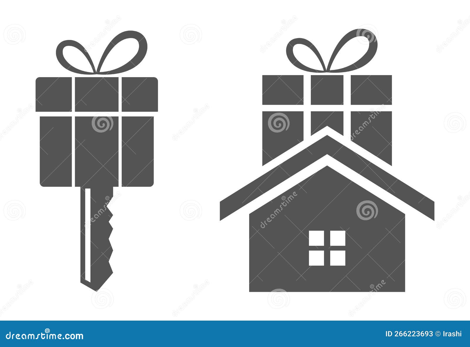House and Key with Gift Box Icon Stock Vector - Illustration of ...