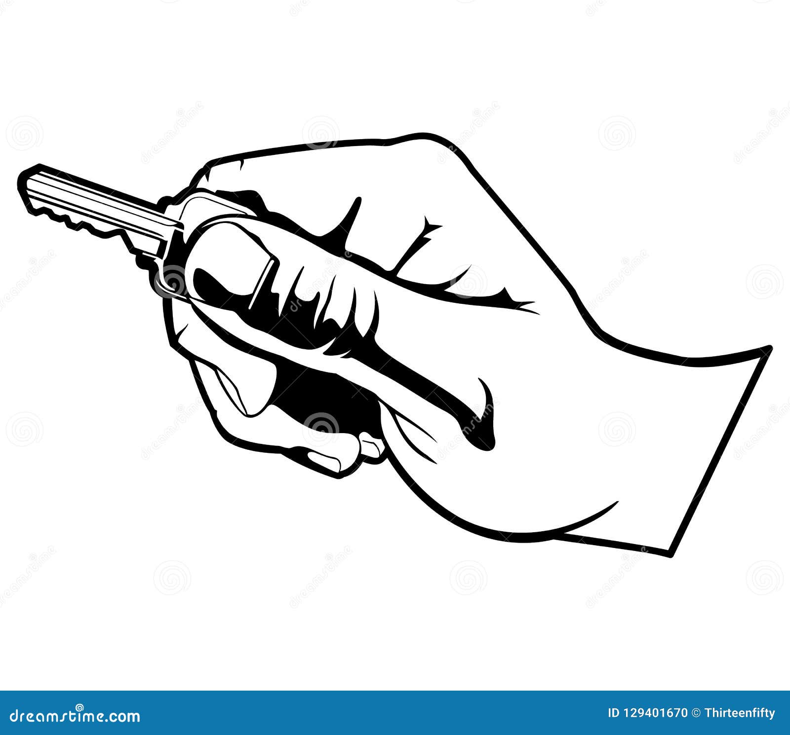House Key in Hand Black and White Vector Graphic II Stock Vector ...