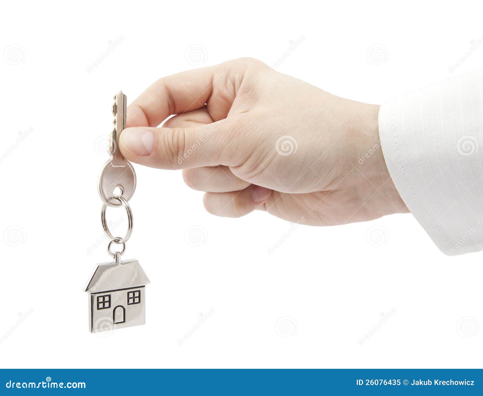 House Key in Hand Isolated on White Stock Image - Image of keyring ...