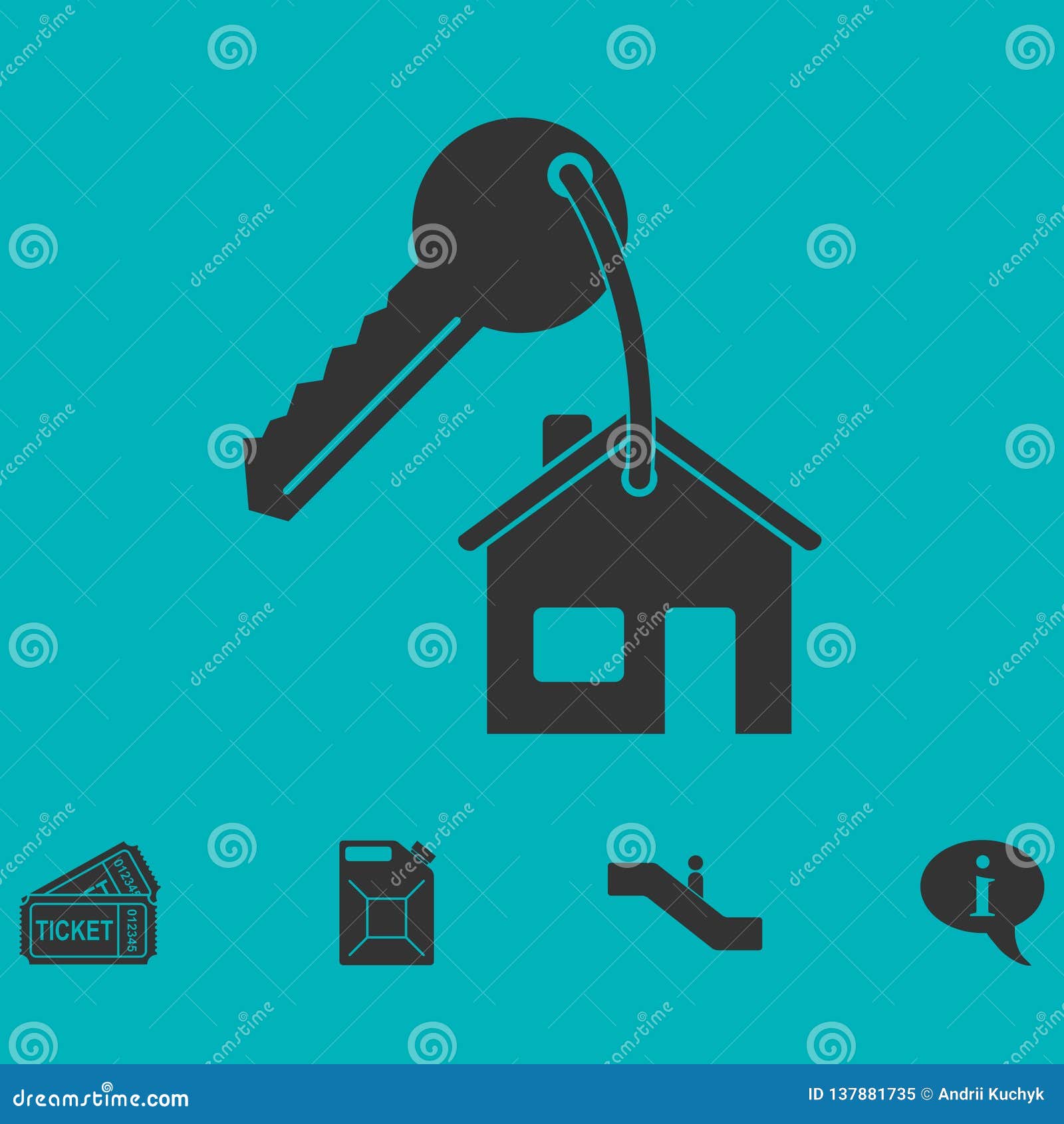 House key icon flat stock vector. Illustration of keyring - 137881735