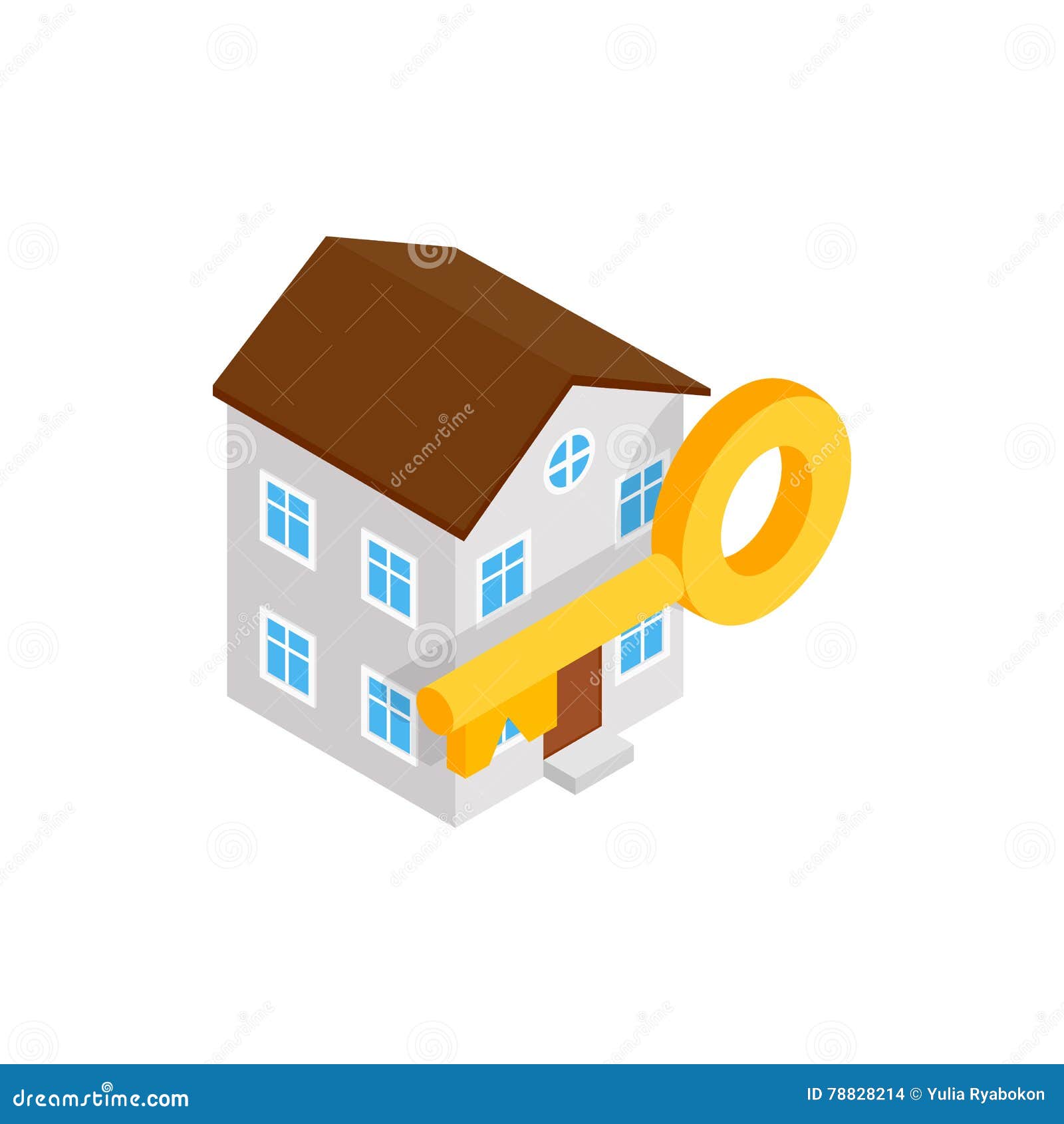 House and Key Icon, Isometric 3d Style Stock Vector - Illustration of ...