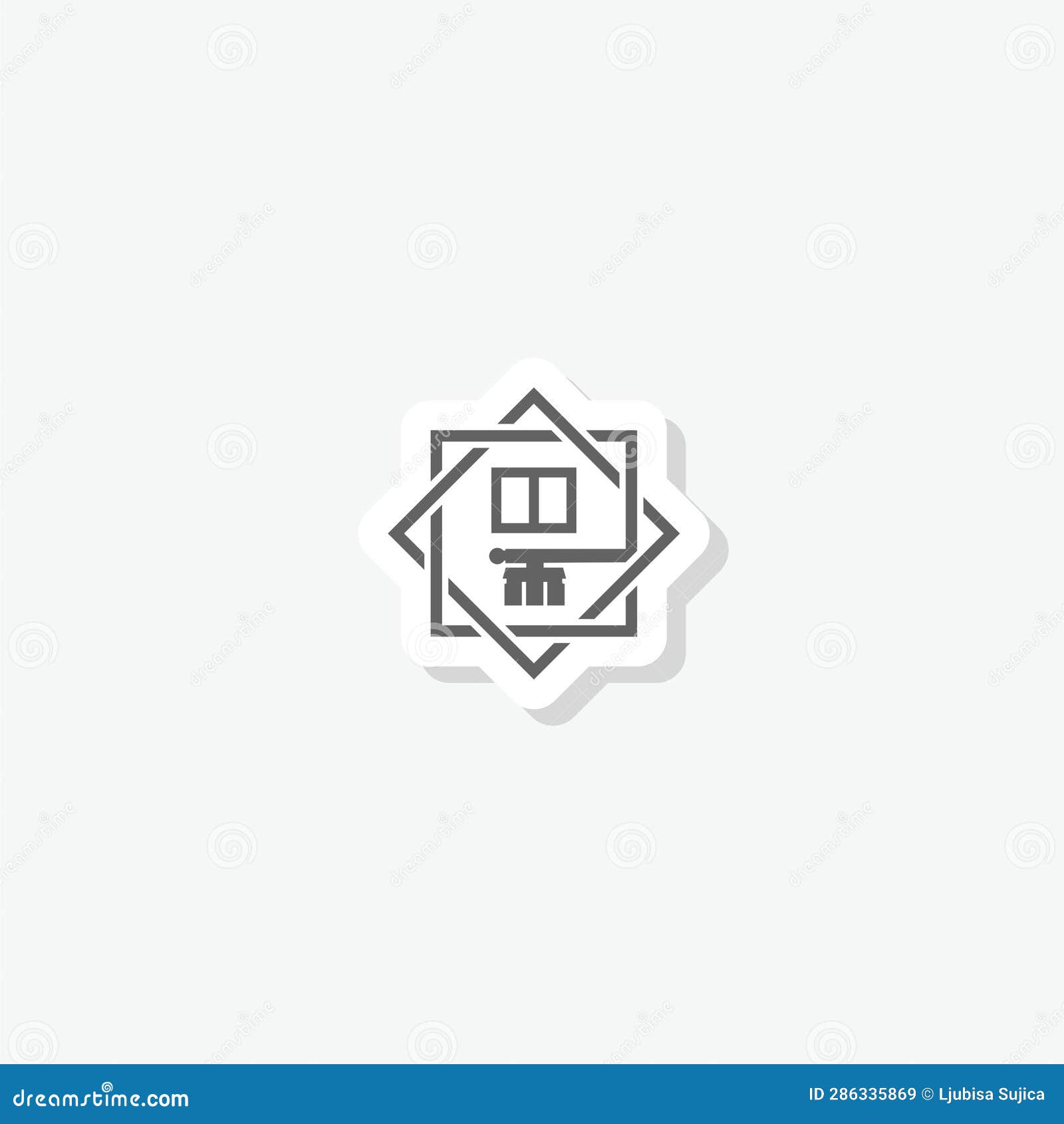 House Key Logo Sticker Icon Stock Vector - Illustration of square ...