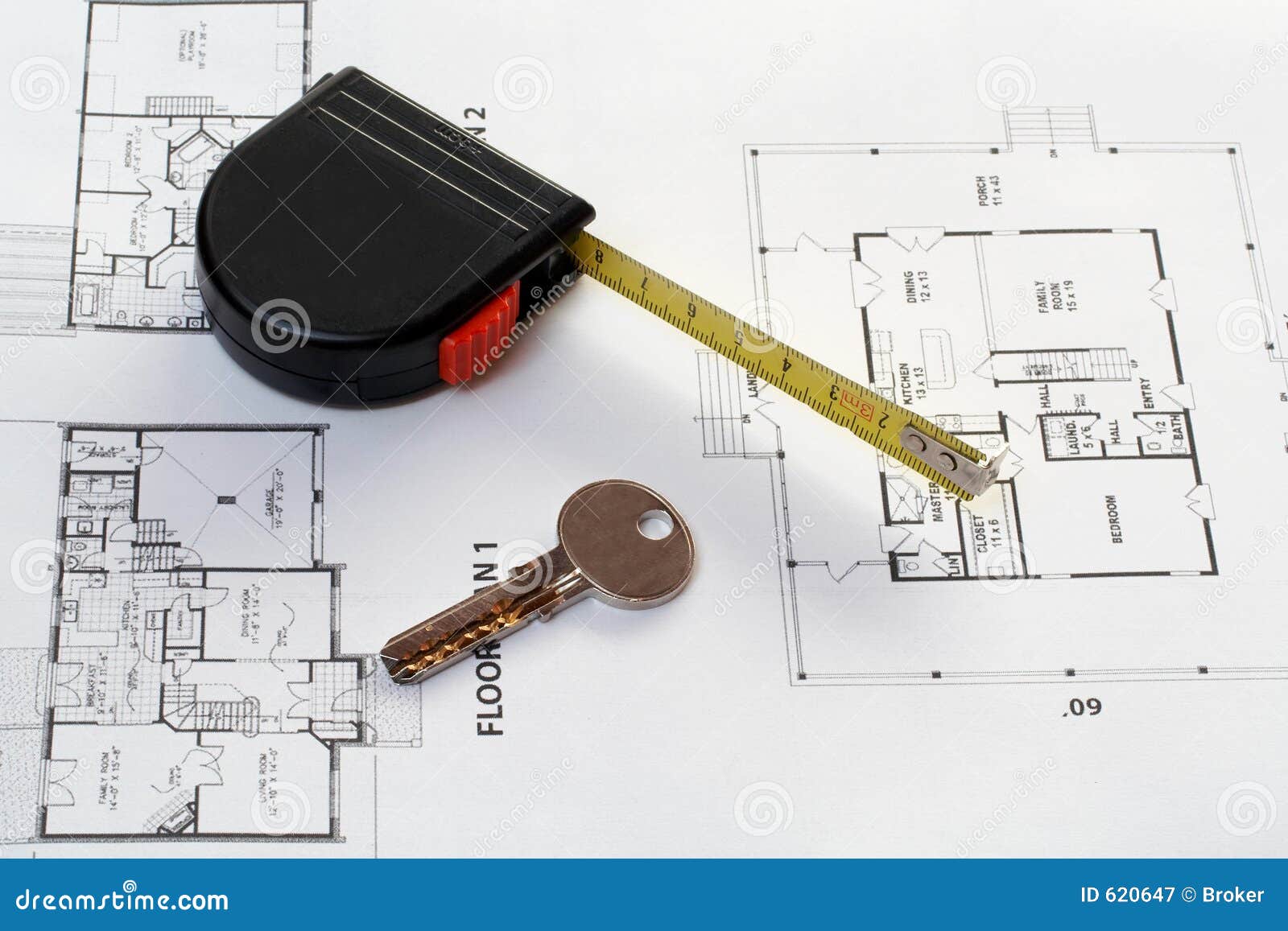 House Key, Measure and Architectural Plan Stock Image - Image of ...