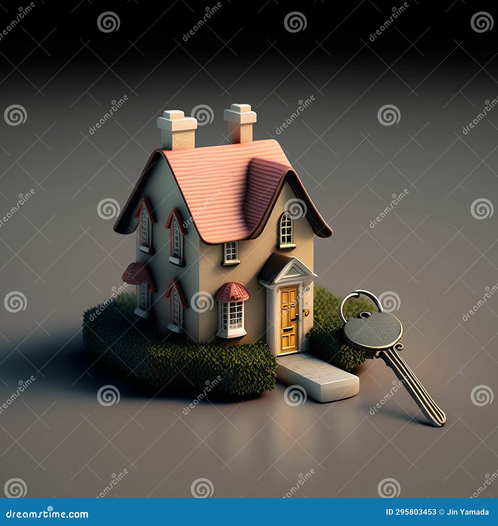 House and Key. Real Estate Concept. 3D Illustration. Render Stock ...